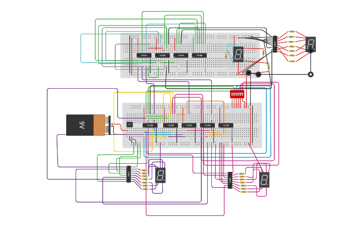 Circuit design 3 bit adder - Tinkercad