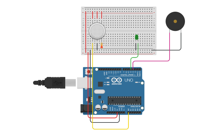 Circuit design GAS Sensor2_64705412 | Tinkercad