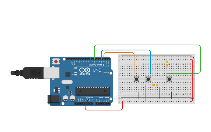 Circuit design Three Types of button - Tinkercad