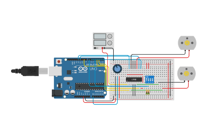 Circuit design M4: DC Motor Control With HBridge | Tinkercad