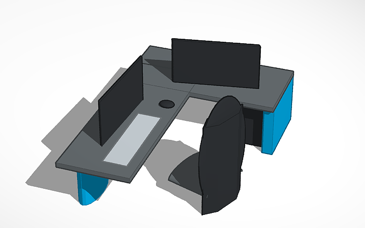 3D design blue and black gaming setup - Tinkercad