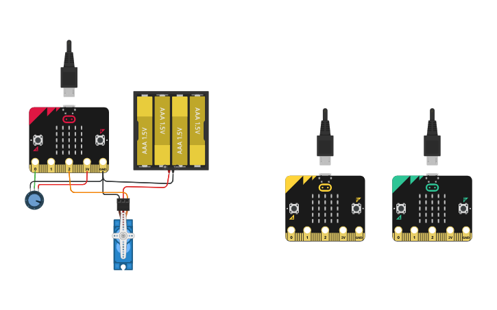 Circuit design Servo motor com Microbit - Tinkercad