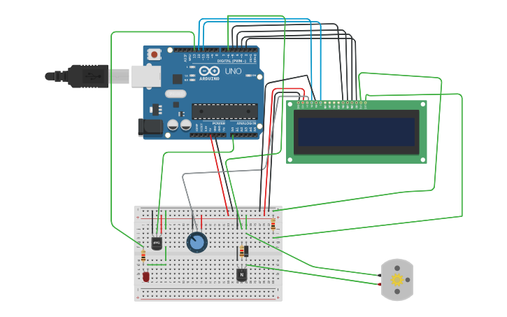 Circuit design Automatic room temperature controller - Tinkercad
