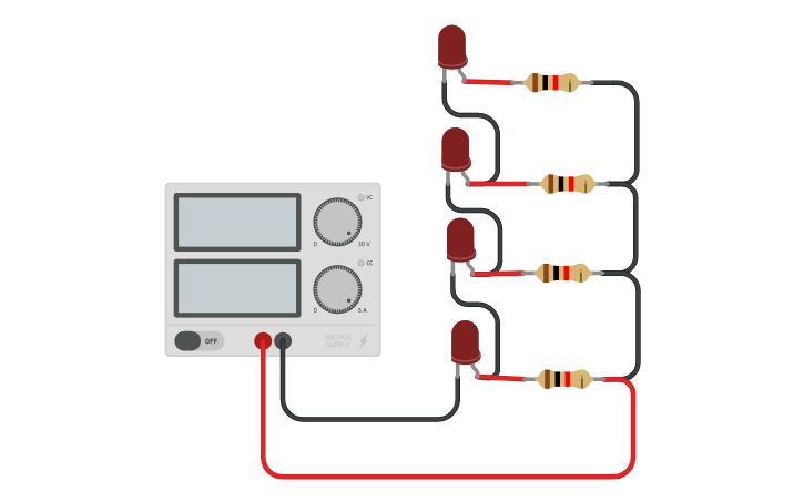 Circuit design medir el voltaje con bombillas led | Tinkercad