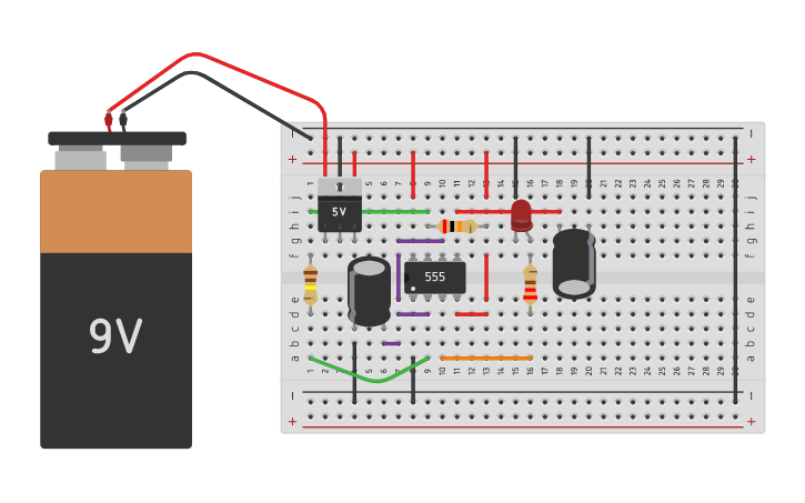 Circuit design NE555 - Tinkercad