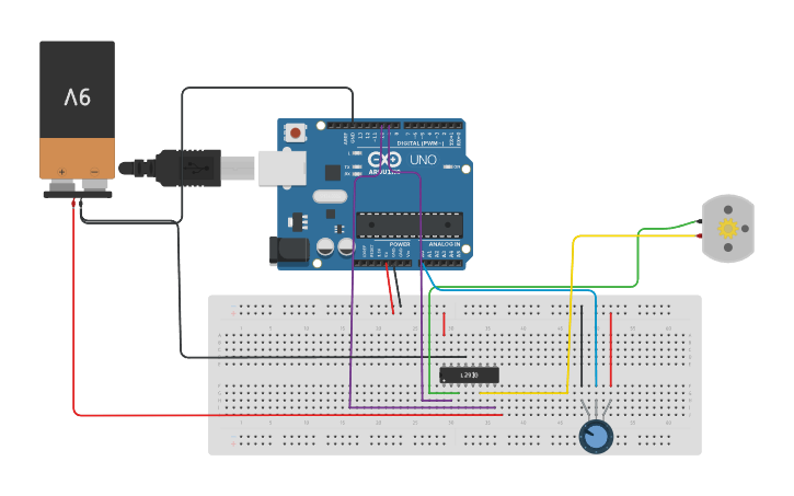 Circuit design motores DC - Tinkercad
