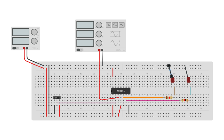 Circuit design DFF - Tinkercad