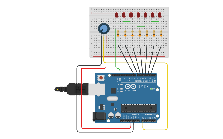 Circuit design Volume Meter - Tinkercad