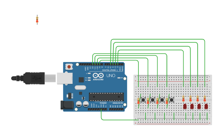 Circuit design LED 4 - Tinkercad