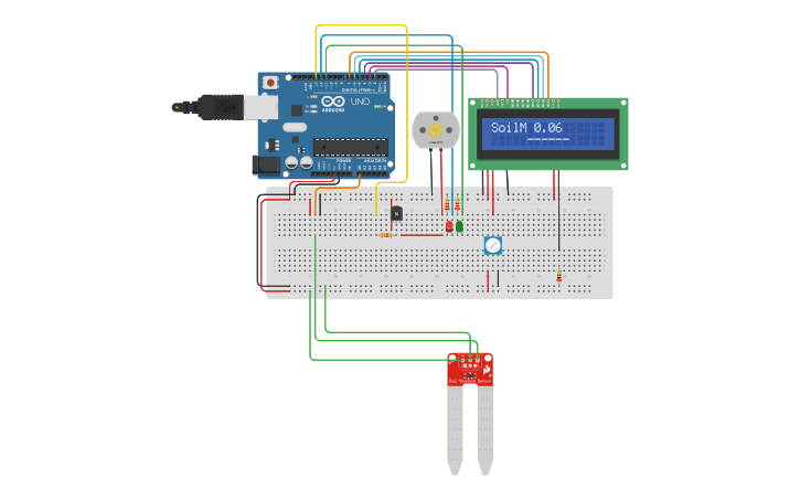 Circuit design Copy of Arduino Uno as Soil Moisture Sensor - Tinkercad