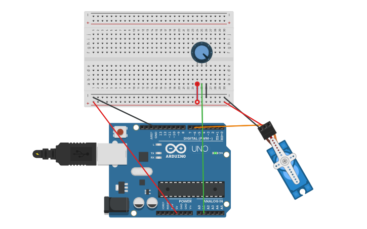 Circuit design 2D - Control de un brazo robótico con un potenciómetro ...