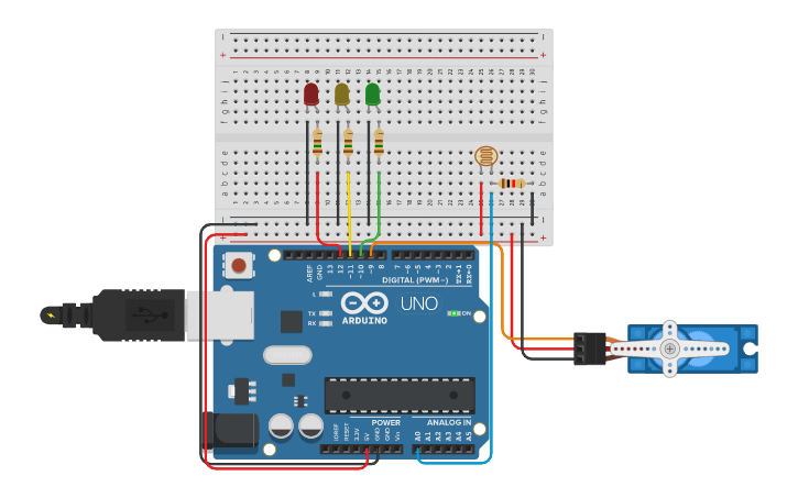 Circuit design Proyecto 1 Cruce del Tren - Tinkercad