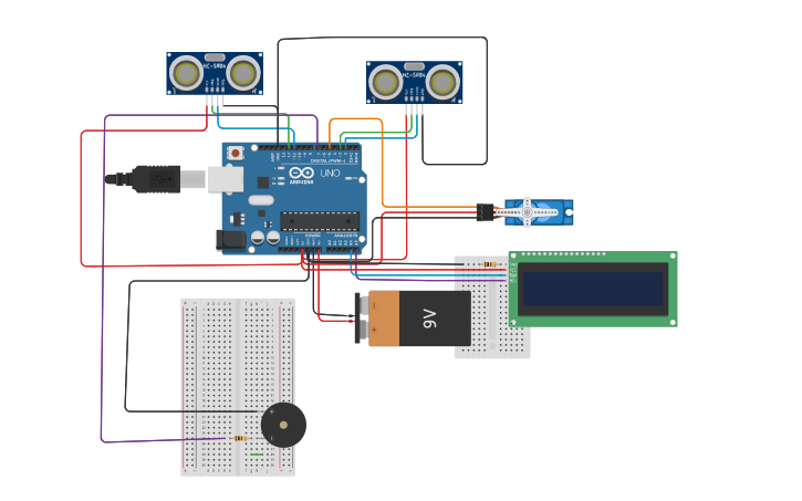 Circuit design Smart Dustbin - Tinkercad
