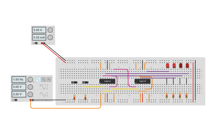 Circuit design ASYNCHRONOUS DOWN COUNTER | Tinkercad
