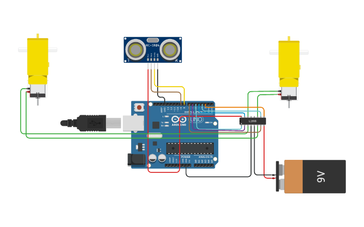 Circuit design Ultrasonic motor controll - Tinkercad