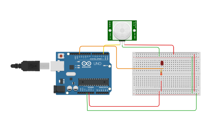 Circuit design เซ็นเซอร์ตรวจจับการเคลื่อนไหว - Tinkercad