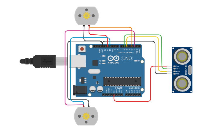 Circuit design Robot Avoid - Tinkercad
