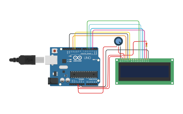 Circuit design LCD 16x2 | Tinkercad