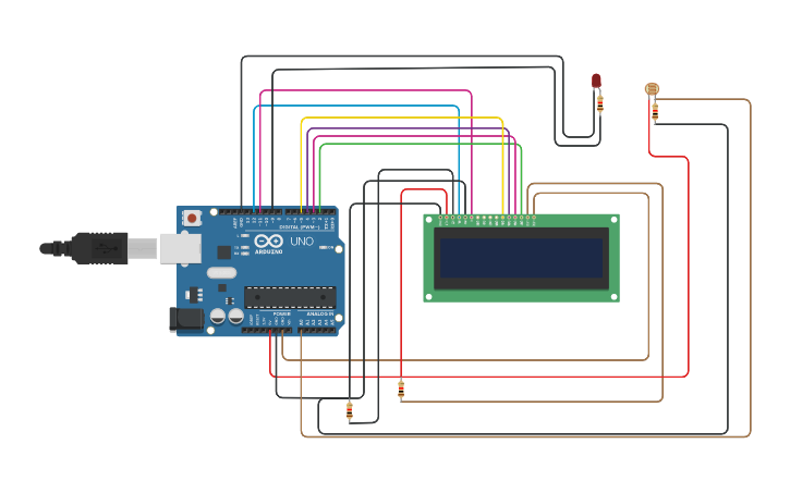 Circuit design Light Dependent Resistor - Tinkercad