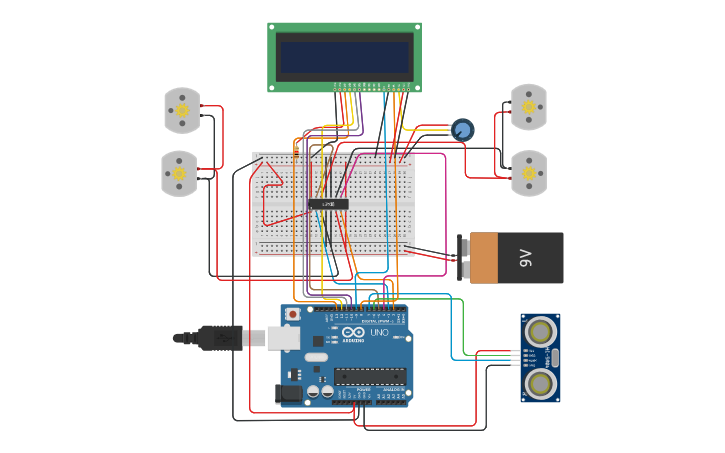 Circuit design Obstacle Avoiding Robot [MAR] - Tinkercad