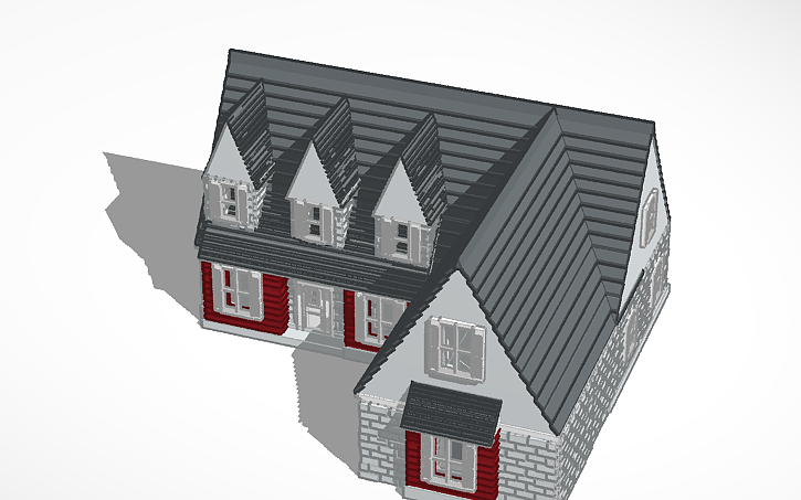 3D design Cape Cod House with garage HO SCALE - Tinkercad