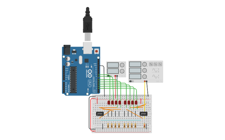 Circuit Design 8 Bits Attiny Arduino Tinkercad
