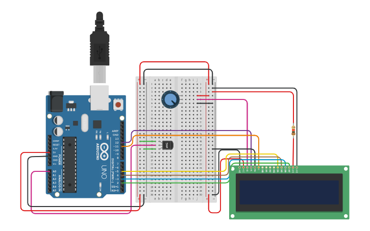 Circuit design Digital clock,date,temperature - Tinkercad