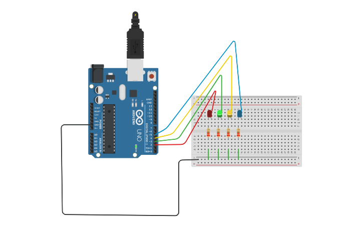 Circuit design esercizio led e arduino 2 | Tinkercad