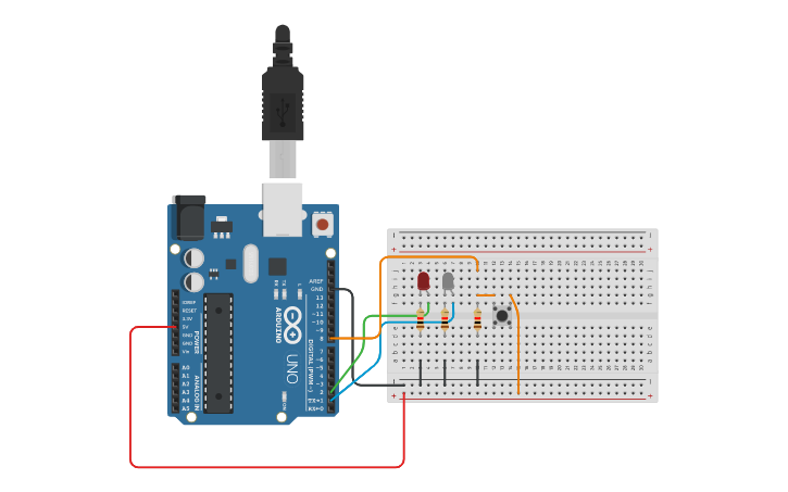 Circuit design Push Button - Tinkercad