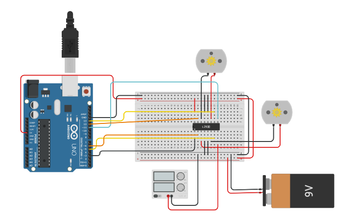 Circuit Design Serial Comms Dc Motor Tinkercad 