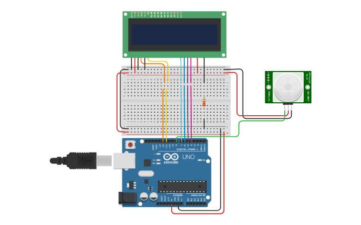 Circuit design Circuit B - PIR Sensor - Tinkercad