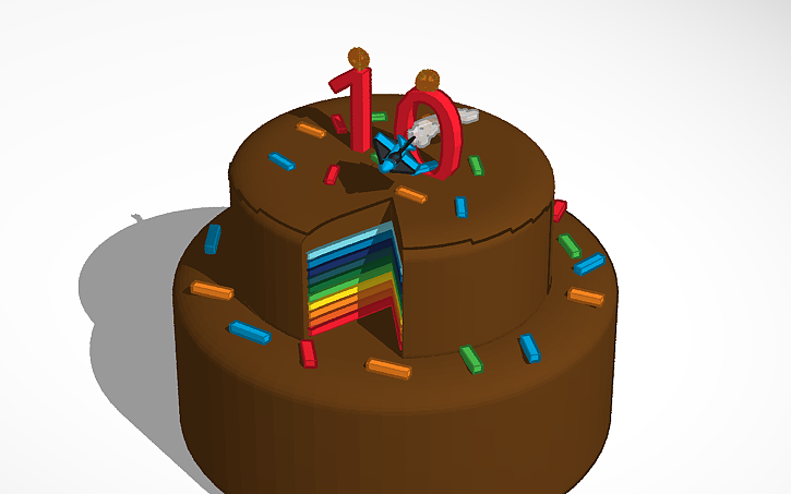 3D design #tinkercad10___cake with 2 floors - Tinkercad