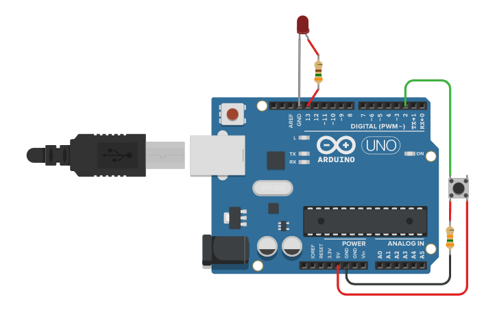 Circuit design CHAPTER 3 : LED Switch (2) - Tinkercad