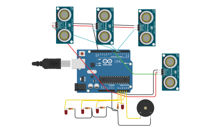 Circuit design Concurrent FSMs - Car Sensors - Tinkercad