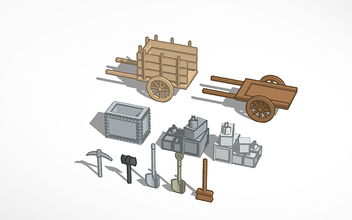 3D design 1:87 Scale Cart - Tinkercad