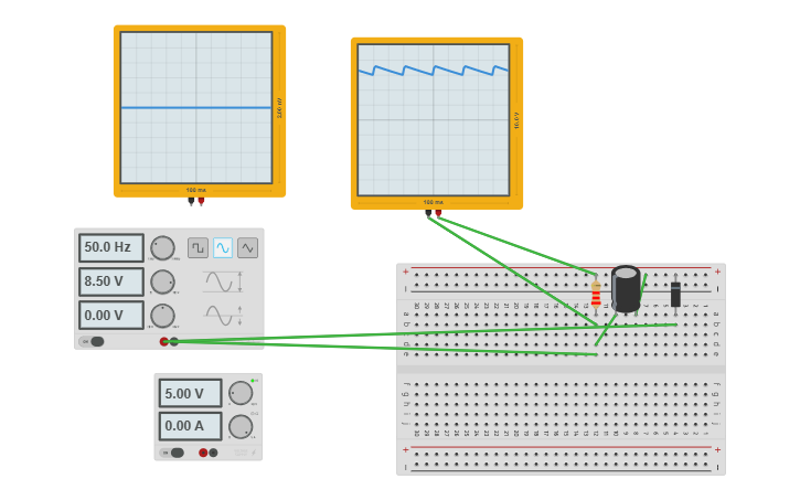 Circuit design mạch chỉnh lưu bán kỳ có lọc - Tinkercad