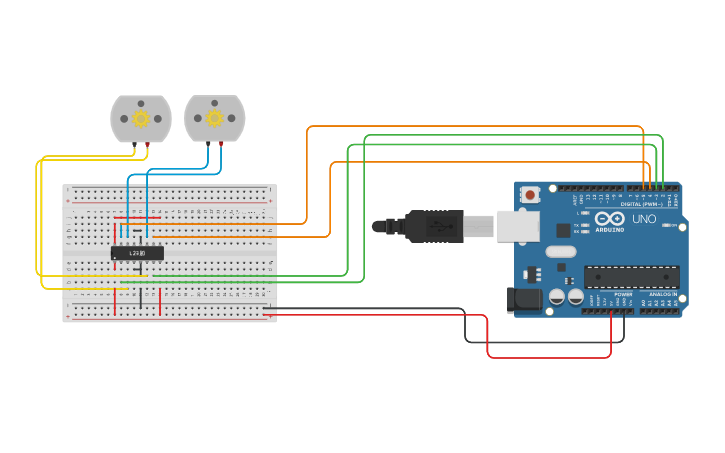 Circuit design 2 axis Robot - Tinkercad