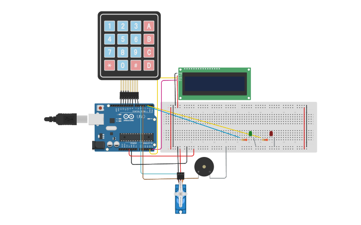 Circuit design Sistema de control de acceso por clave - Tinkercad