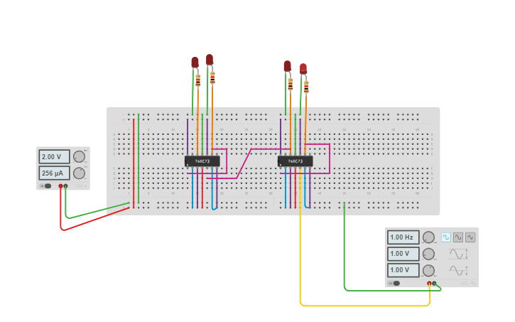 Circuit Design Asynchronous Up Counter Tinkercad