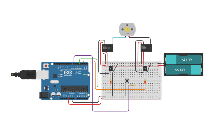 Circuit design relay direction control - Tinkercad