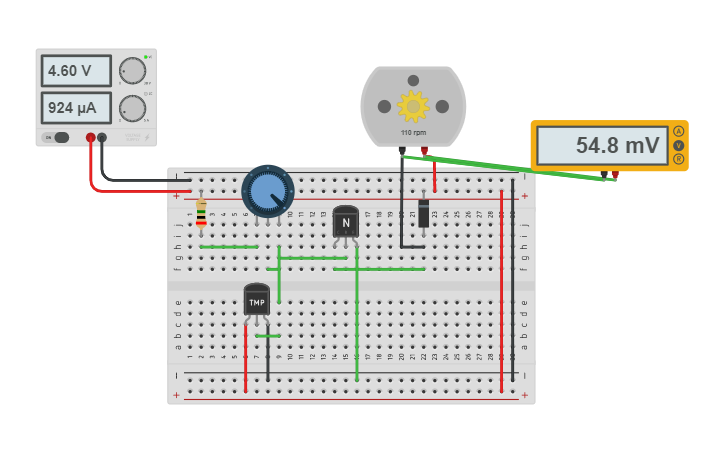 Circuit design Circuito transistor BTJ con Fotorresistencia | Tinkercad