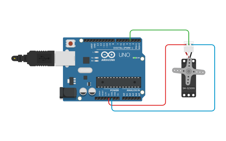 Circuit design motor servo - Tinkercad