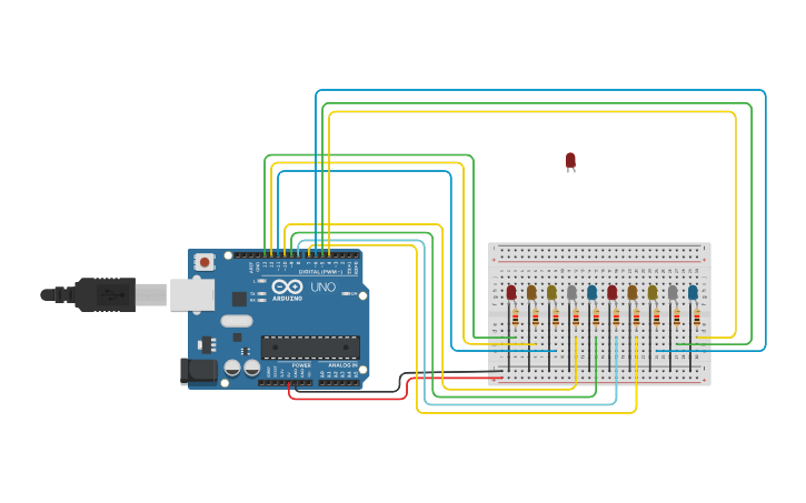 Circuit design Blinking lights - Tinkercad