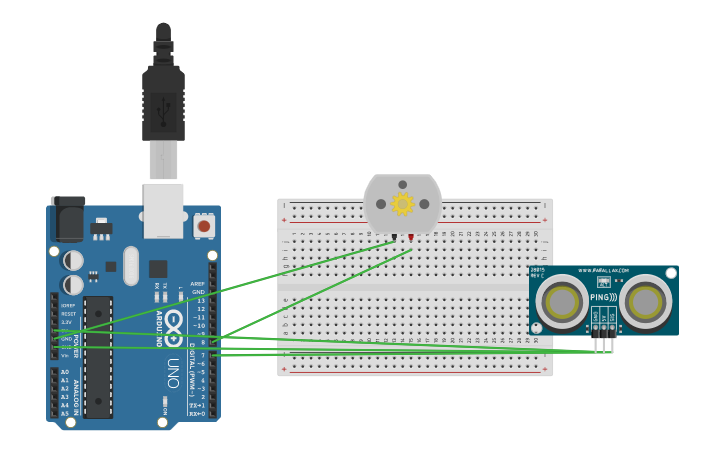 Circuit design Ultrasonic Sensor - Tinkercad