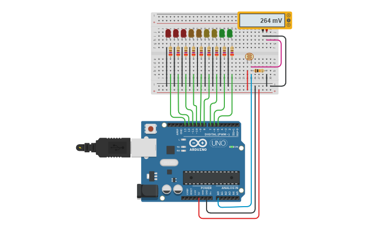 Circuit Design 8xleds With Photoresistor Tinkercad