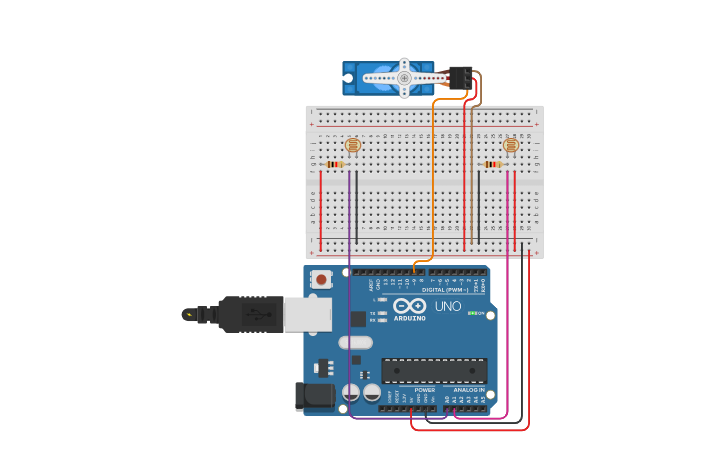 Circuit design R20. Arduino Sunflower - Tinkercad Circuit design R20. Arduino Sunflower - Tinkercad