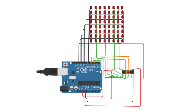 Circuit design Copy of Copy of 8x8 LED Matrix | Tinkercad