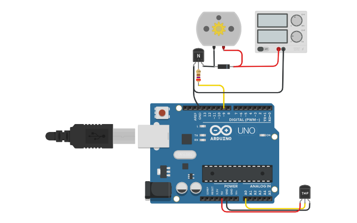 Circuit Design Temperature Controlled Dc Fan Tinkercad 