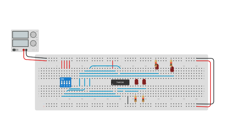 Circuit design Gray to Binary code converter - Tinkercad