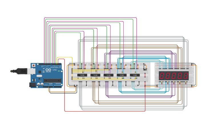 Circuit design Stopwatch (10000 seconds) - Tinkercad